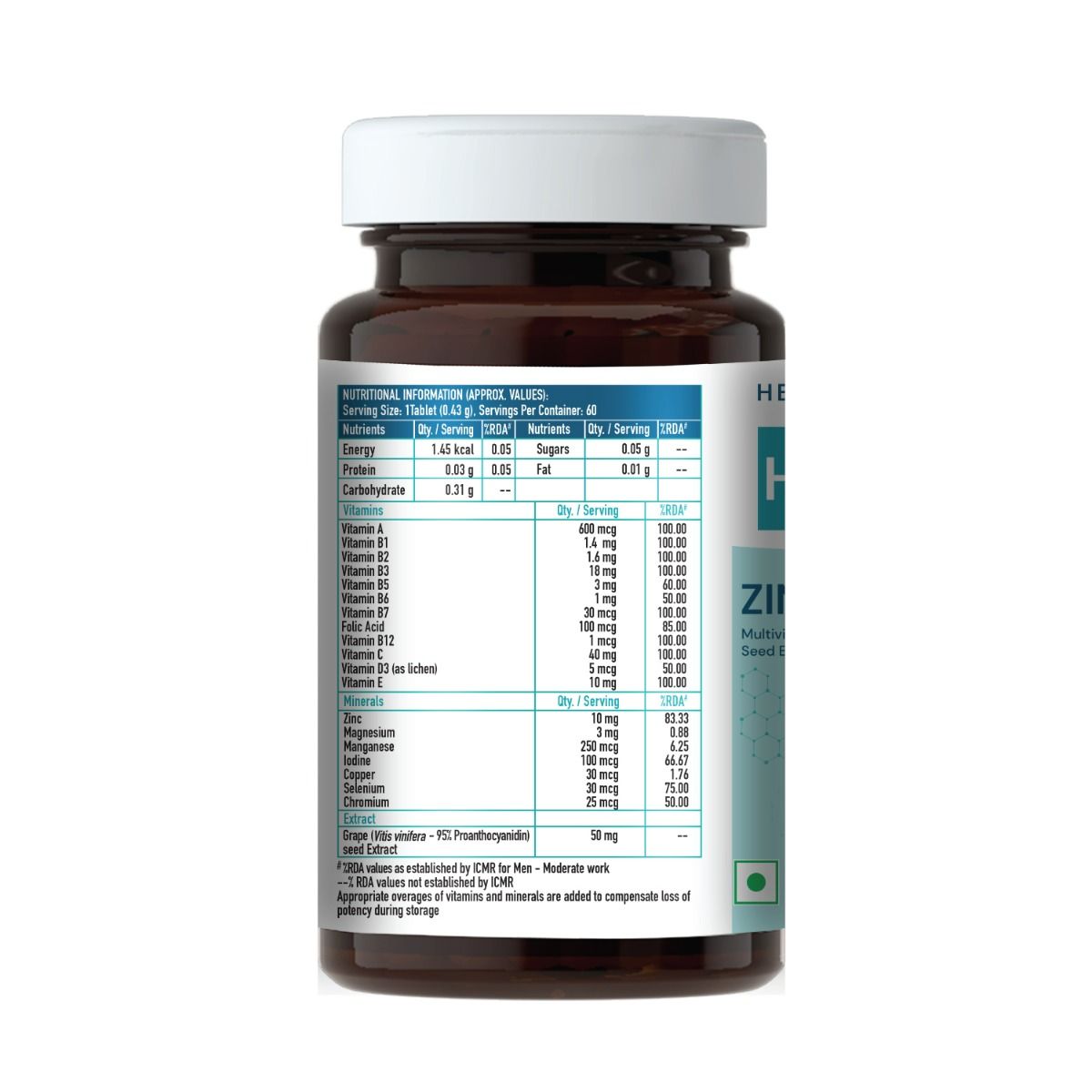 Healthkart HK Vitals Zinc Complex, 60 Tablets Price, Uses, Side Effects ...