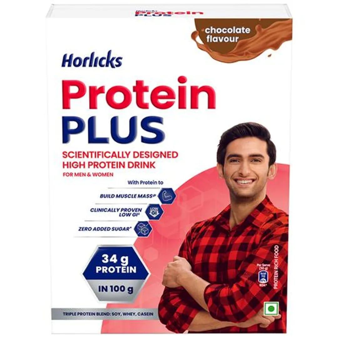 Horlicks Protein Plus Chocolate Flavour Nutrition Drink Powder, 400 gm ...