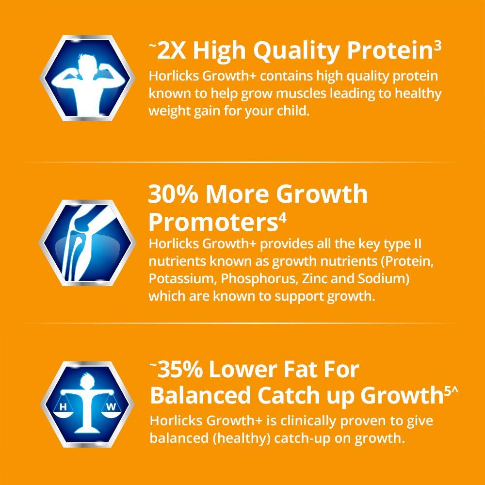 Horlicks Growth Plus Vanilla Flavour Nutrition Drink Powder, 400 gm ...