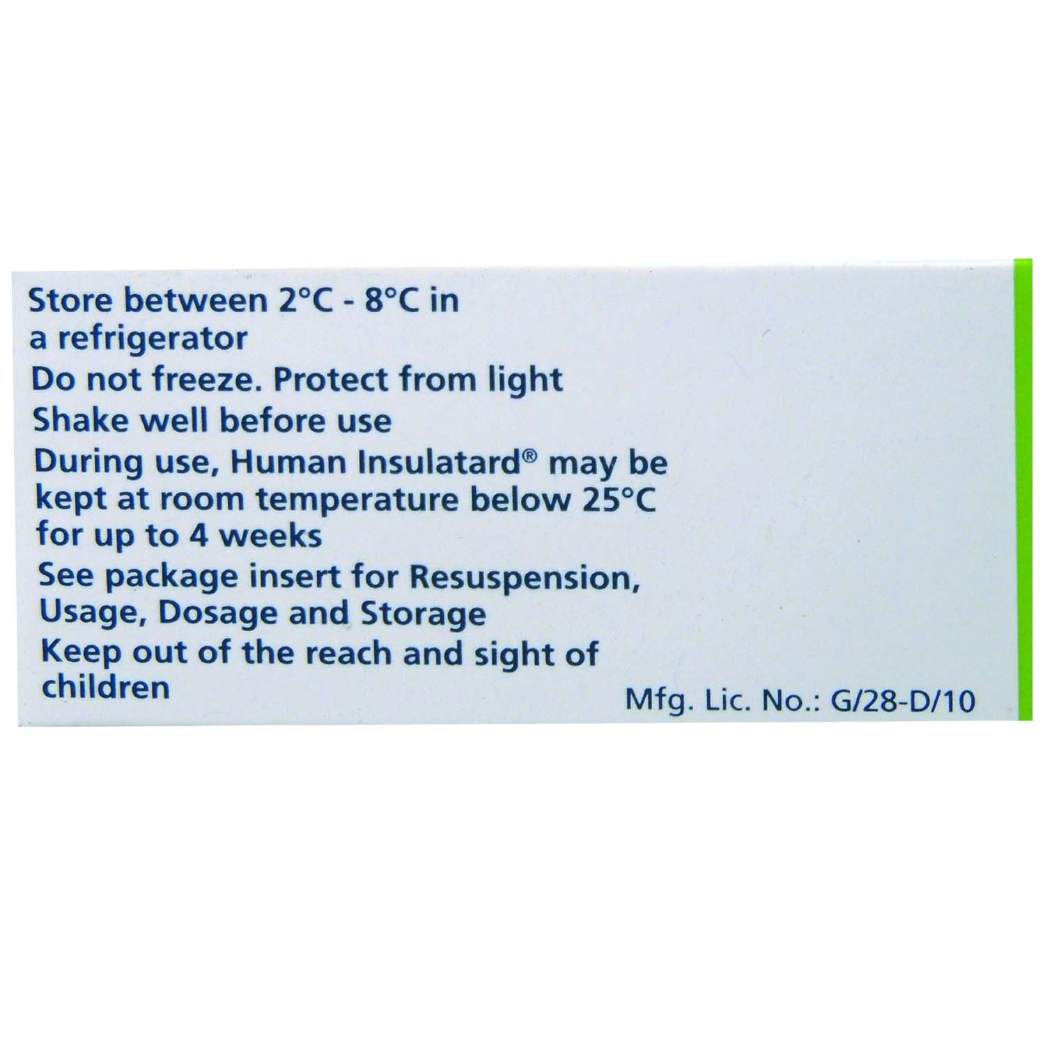 Human Insulatard 40IU/ml Suspension for Injection | Uses, Side Effects ...
