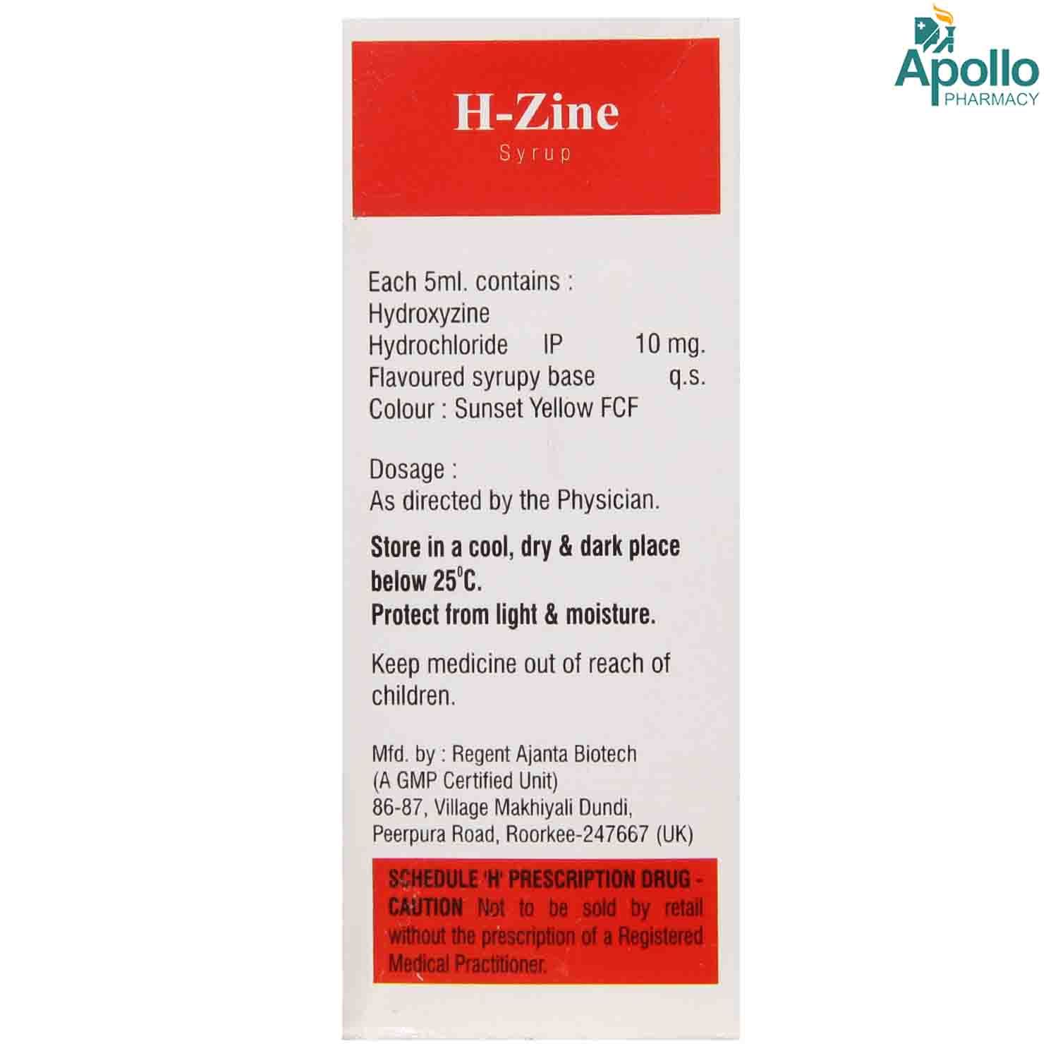 H-Zine 10 mg Syrup 100 ml Price, Uses, Side Effects, Composition ...