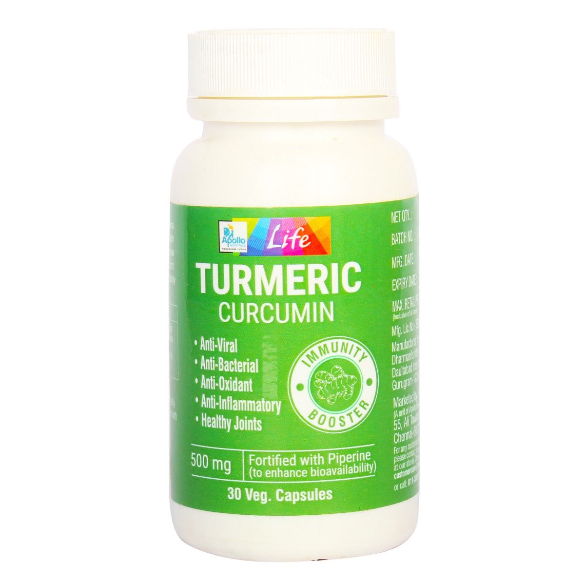 Apollo Life Turmeric Curcumin 500 mg, 30 Capsules Price, Uses, Side ...