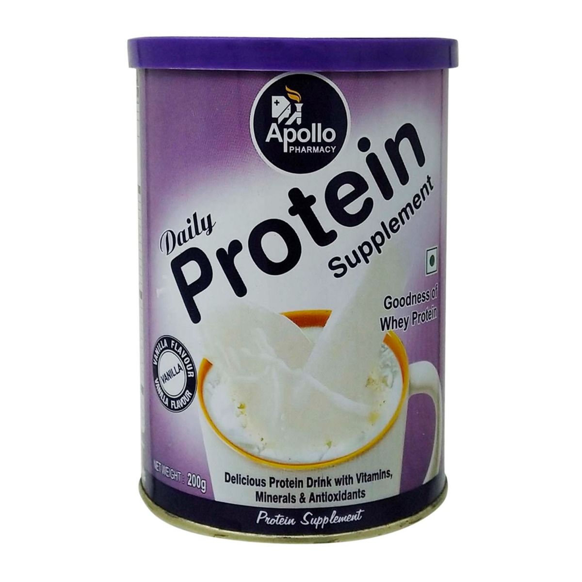 Apollo Pharmacy Daily Protein Vanilla Flavour Powder, 200 gm Price ...