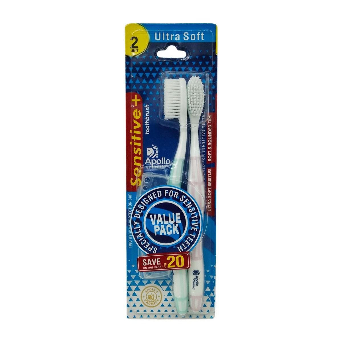 Apollo Pharmacy Value Pack Sensitive Plus Toothbrush, 2 Count Price ...