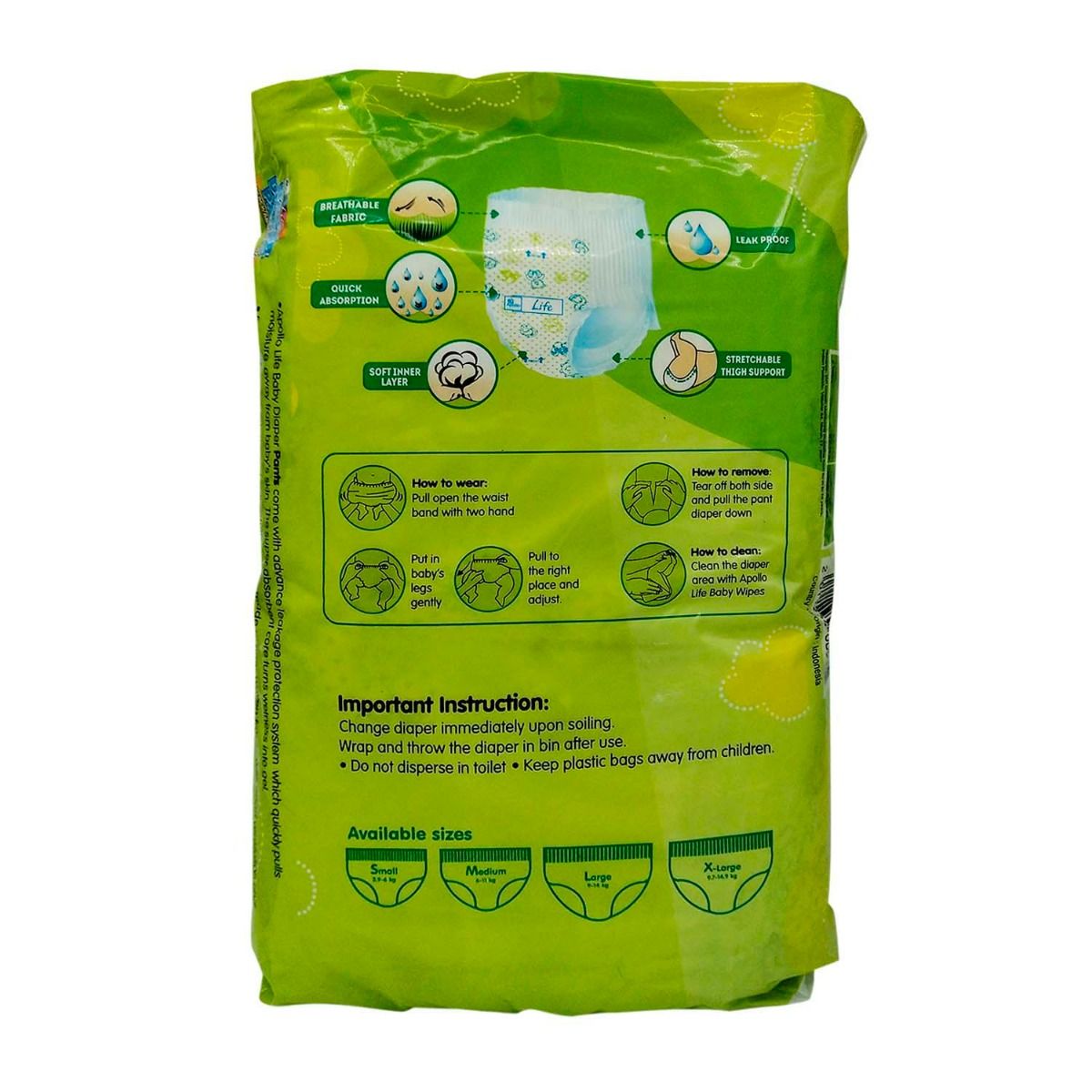 Apollo Life Baby Diaper Pants Large, 34 Count Price, Uses, Side Effects ...