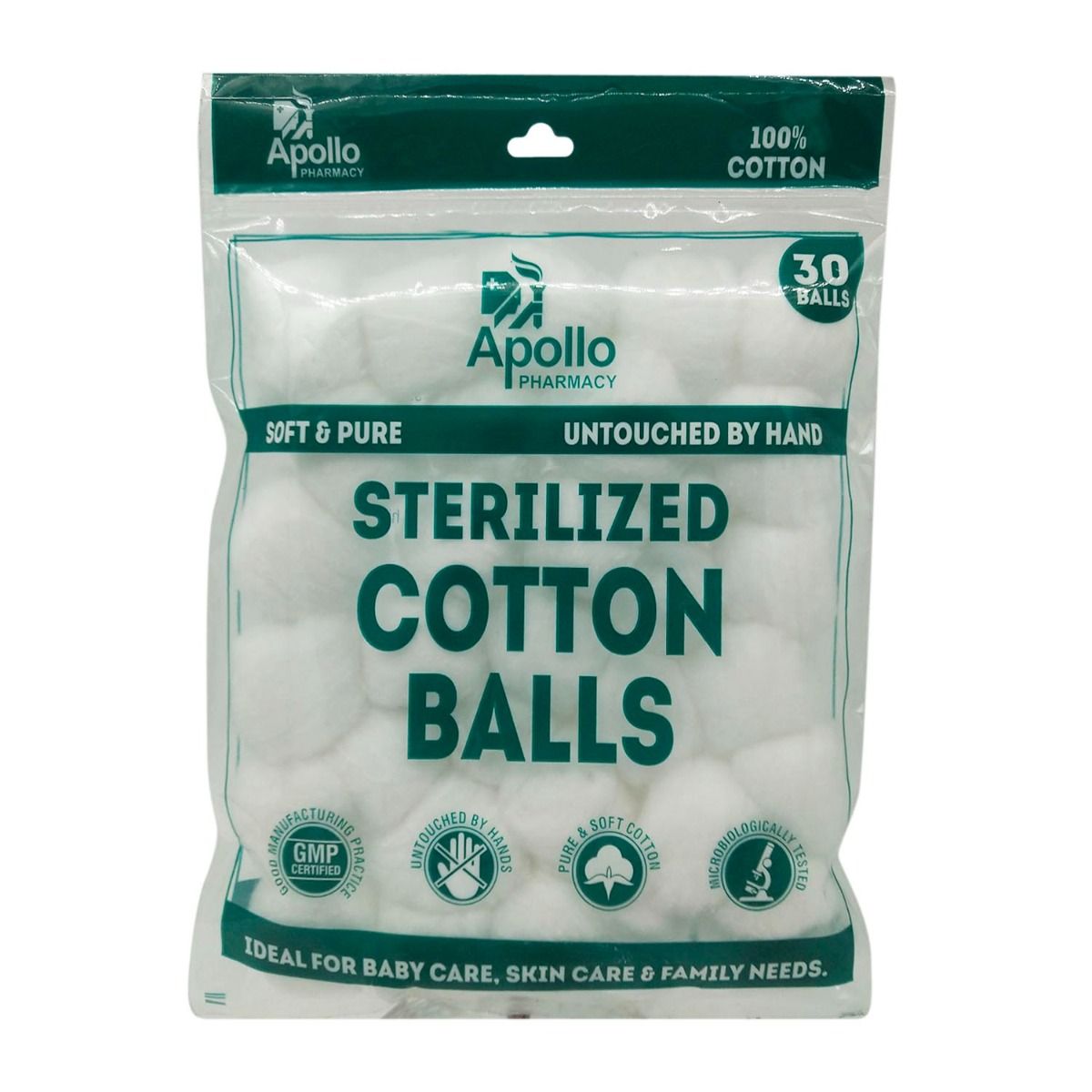 Apollo Pharmacy Sterilized Cotton Balls, 30 Count Price, Uses, Side ...