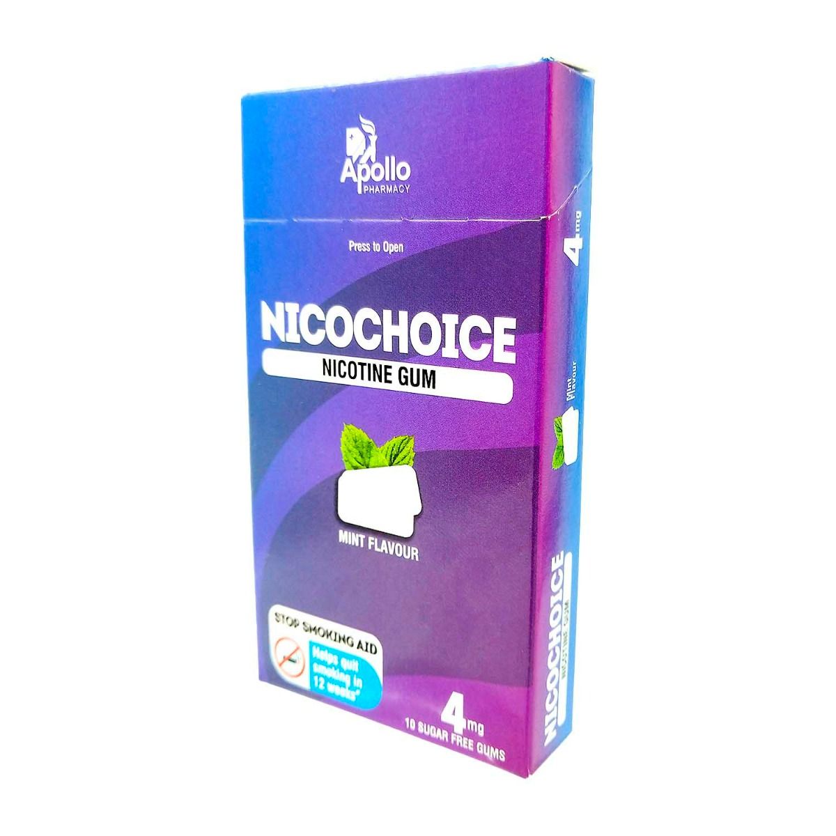 Buy Apollo Pharmacy Nicochoice 2mg Nicotine Gum, 10 Count | 19 Minutes ...