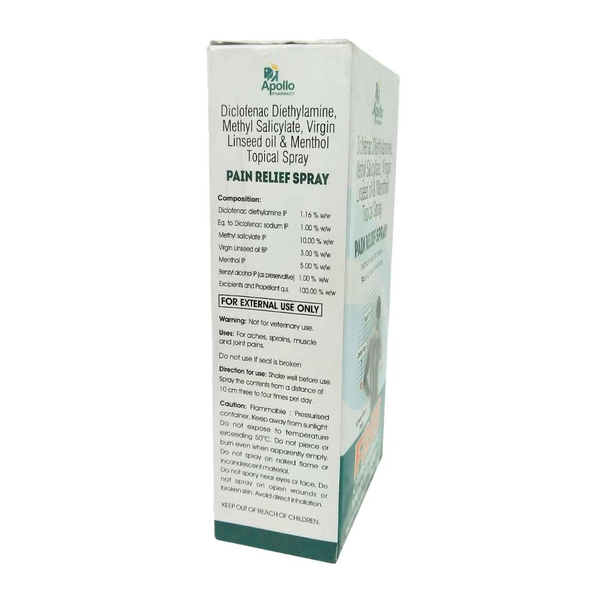 Apollo Pharmacy Pain Relief Spray with Free Crepe Bandage, 60 gm Price ...