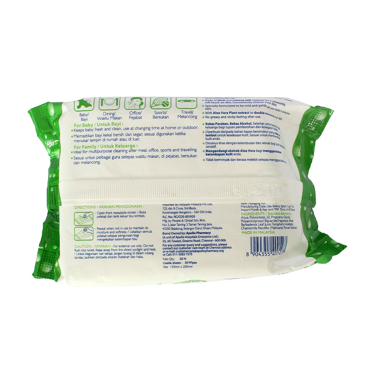 Apollo Life Premium Citrus Refreshing Wet Wipes, 90 Count (3x 30 Wipes ...