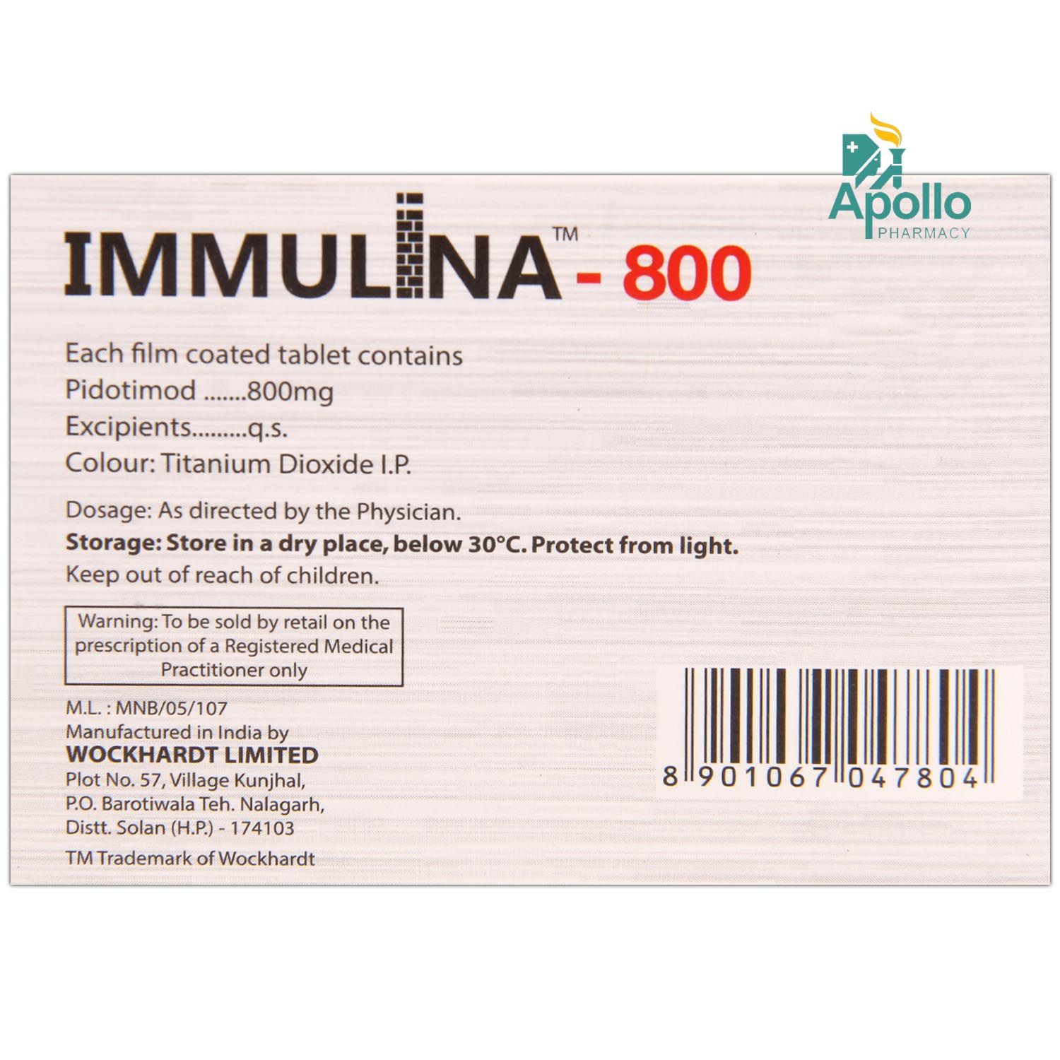 Immulina-800 Tablet 10's Price, Uses, Side Effects, Composition ...