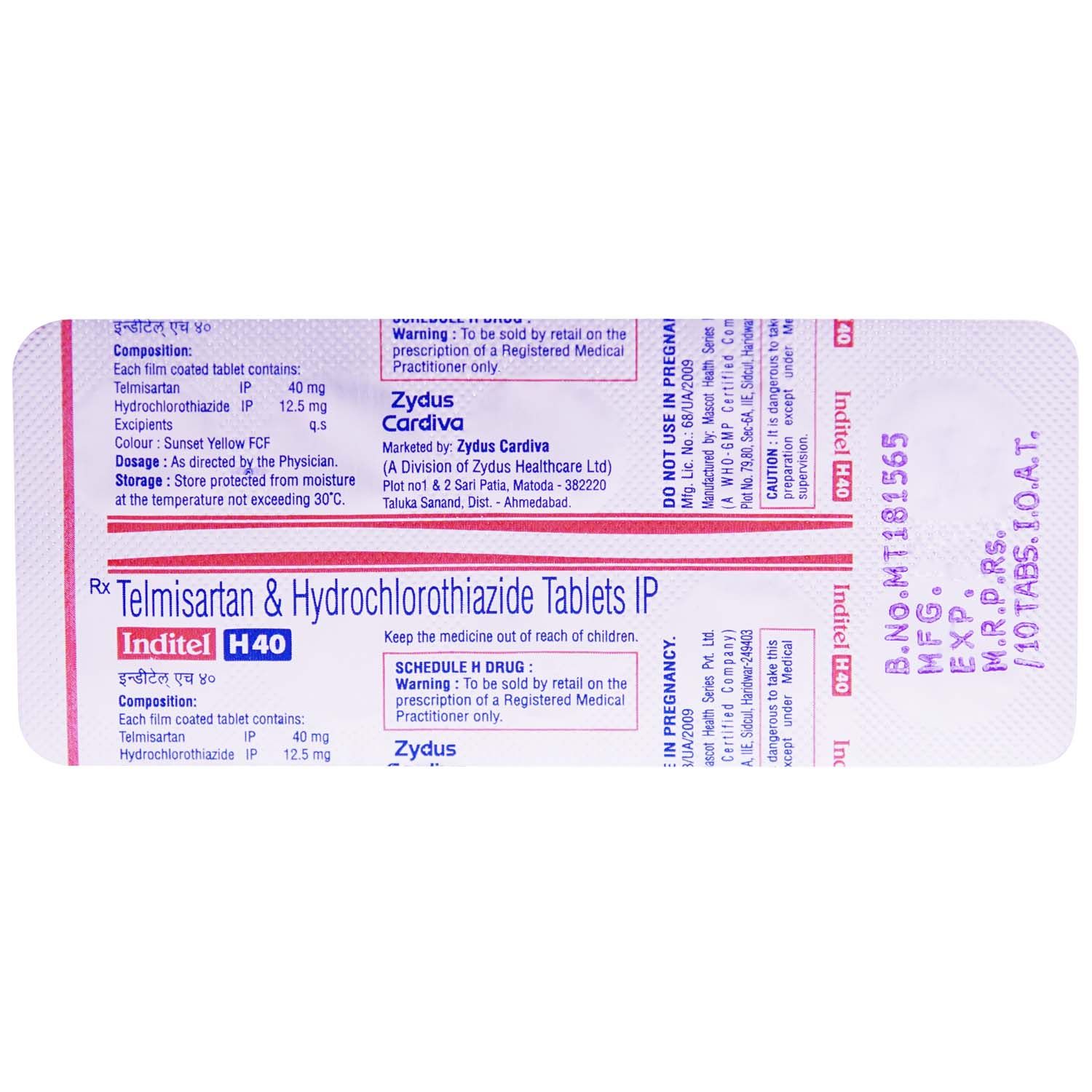 Inditel H-40 Tablet 10's Price, Uses, Side Effects, Composition ...