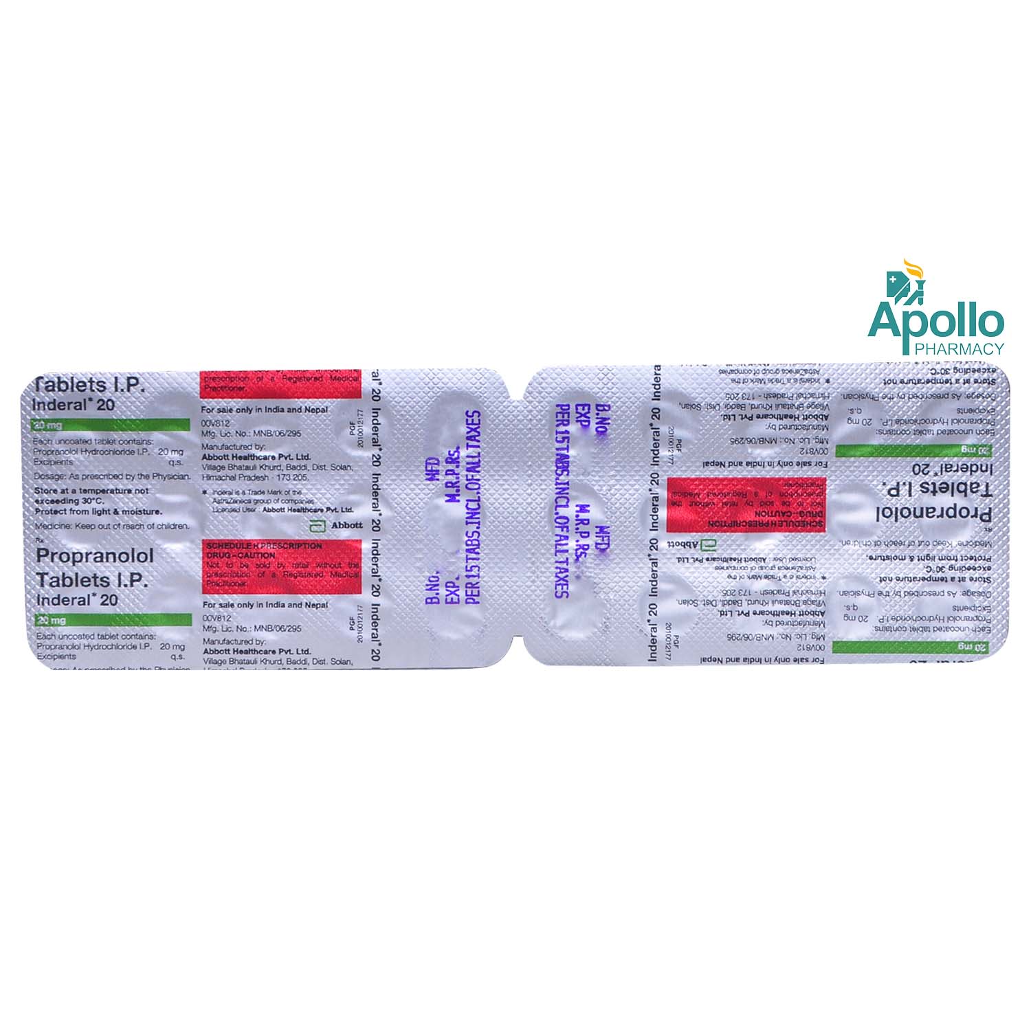 Inderal 20 Tablet 15's Price, Uses, Side Effects, Composition - Apollo ...