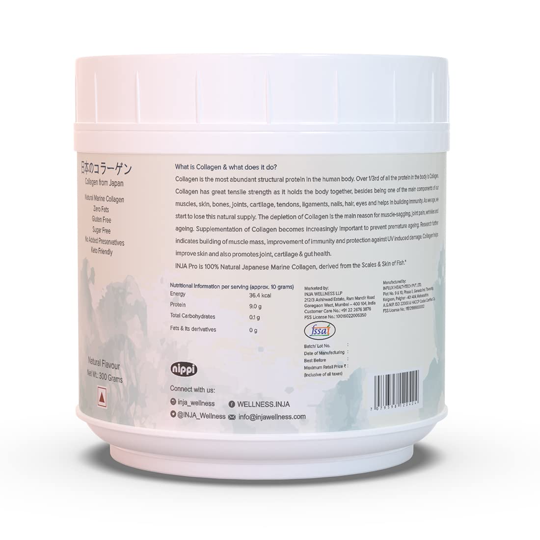 INJA Pro Natural Flavour Collagen Powder, 300 gm Price, Uses, Side ...