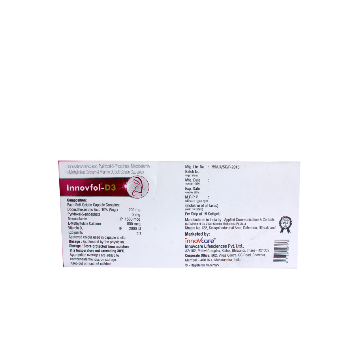 Innovfol-D3 Softgel Capsule 15s Price, Uses, Side Effects, Composition ...