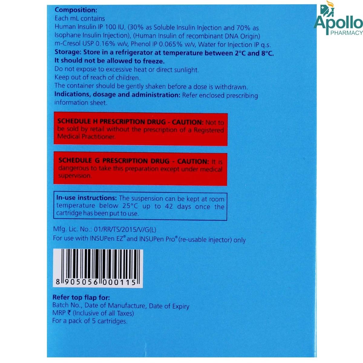 Insugen 30/70 100IU/ml Refil Cartridge 3 ml Price, Uses, Side Effects ...