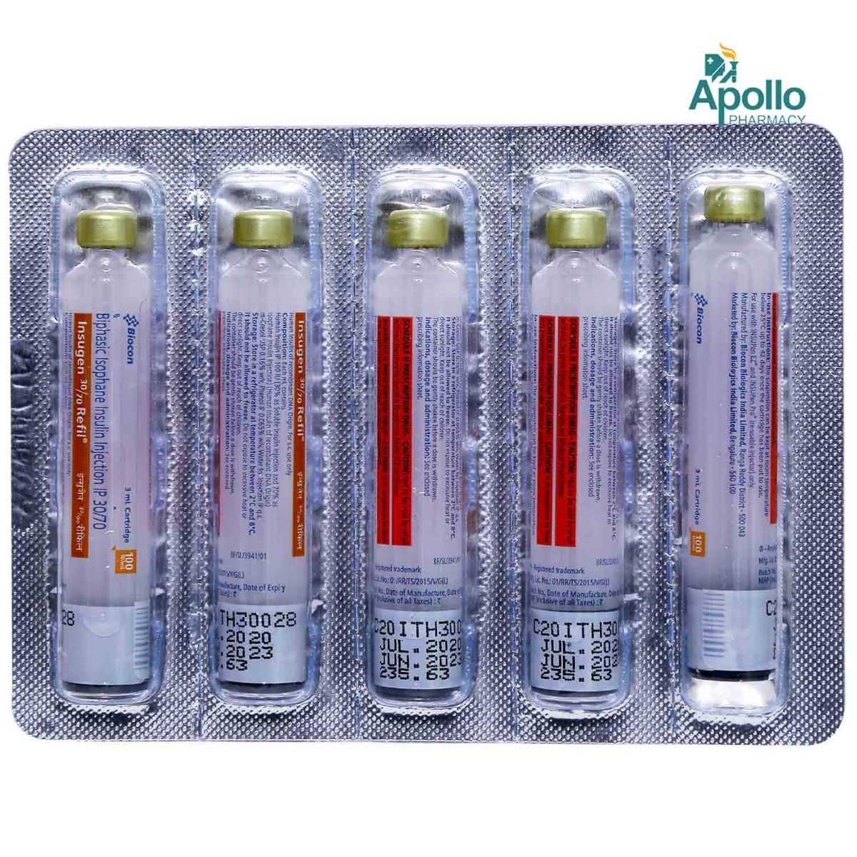 Insugen 30/70 100IU/ml Refil Cartridge 3 ml Price, Uses, Side Effects ...