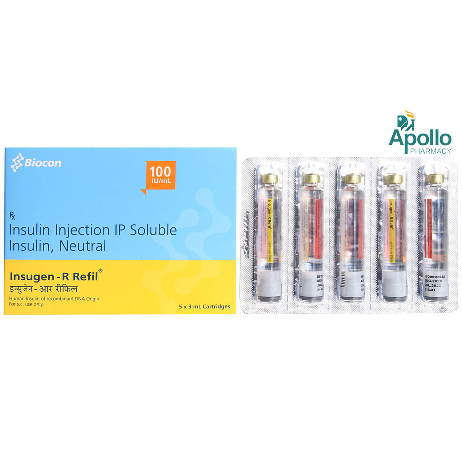 Insugen-R 100IU/ml Refil 3 ml Price, Uses, Side Effects, Composition ...