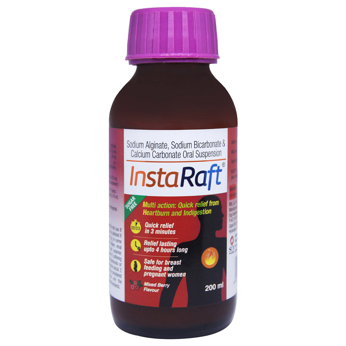 Instaraft Sugar Free Mixed Berry Flavour Oral Suspension का उपयोग, फायदे ,साइड इफेक्ट,कीमत in ...
