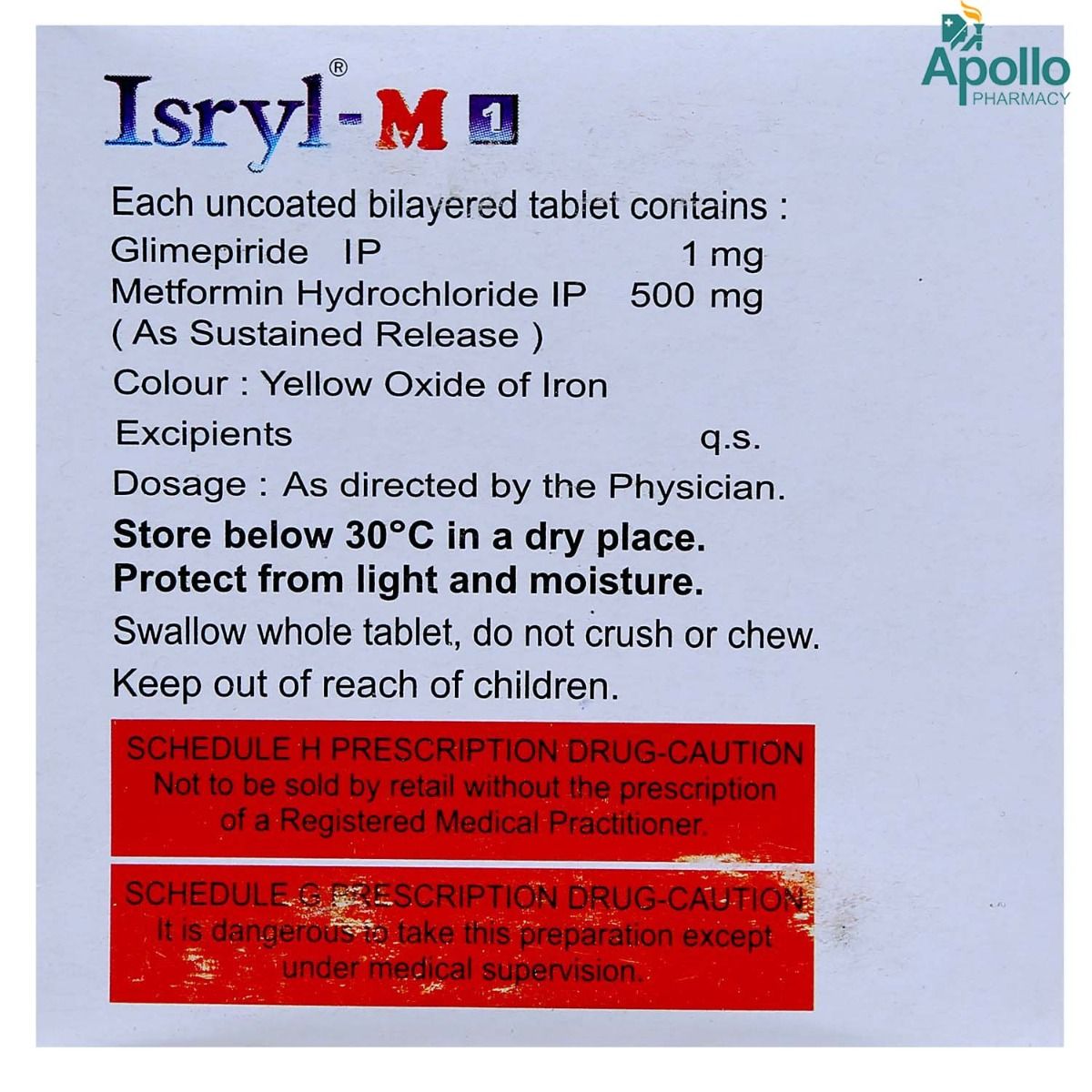 Isryl-M1 Tablet 15's Price, Uses, Side Effects, Composition - Apollo ...