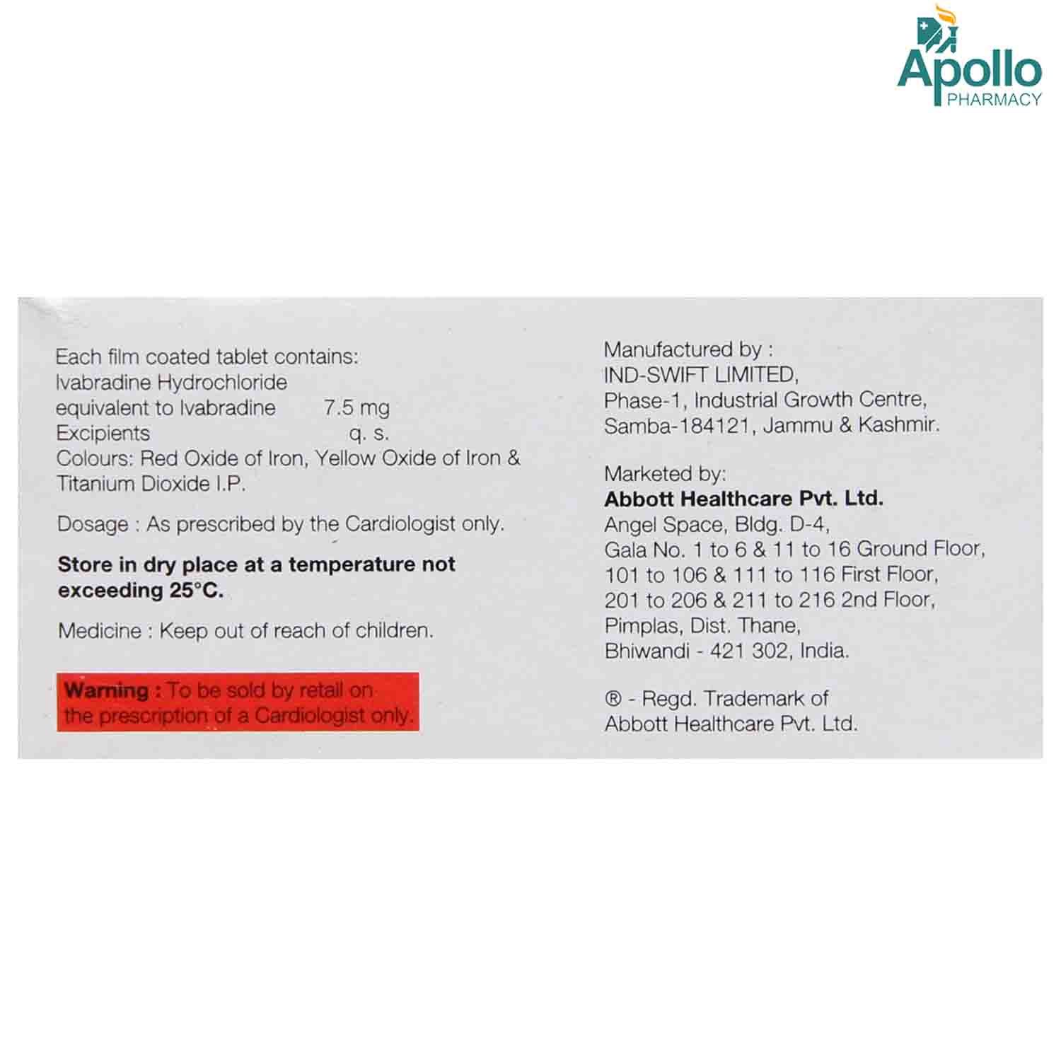 Ivabid 7.5 Tablet 14's Price, Uses, Side Effects, Composition - Apollo ...