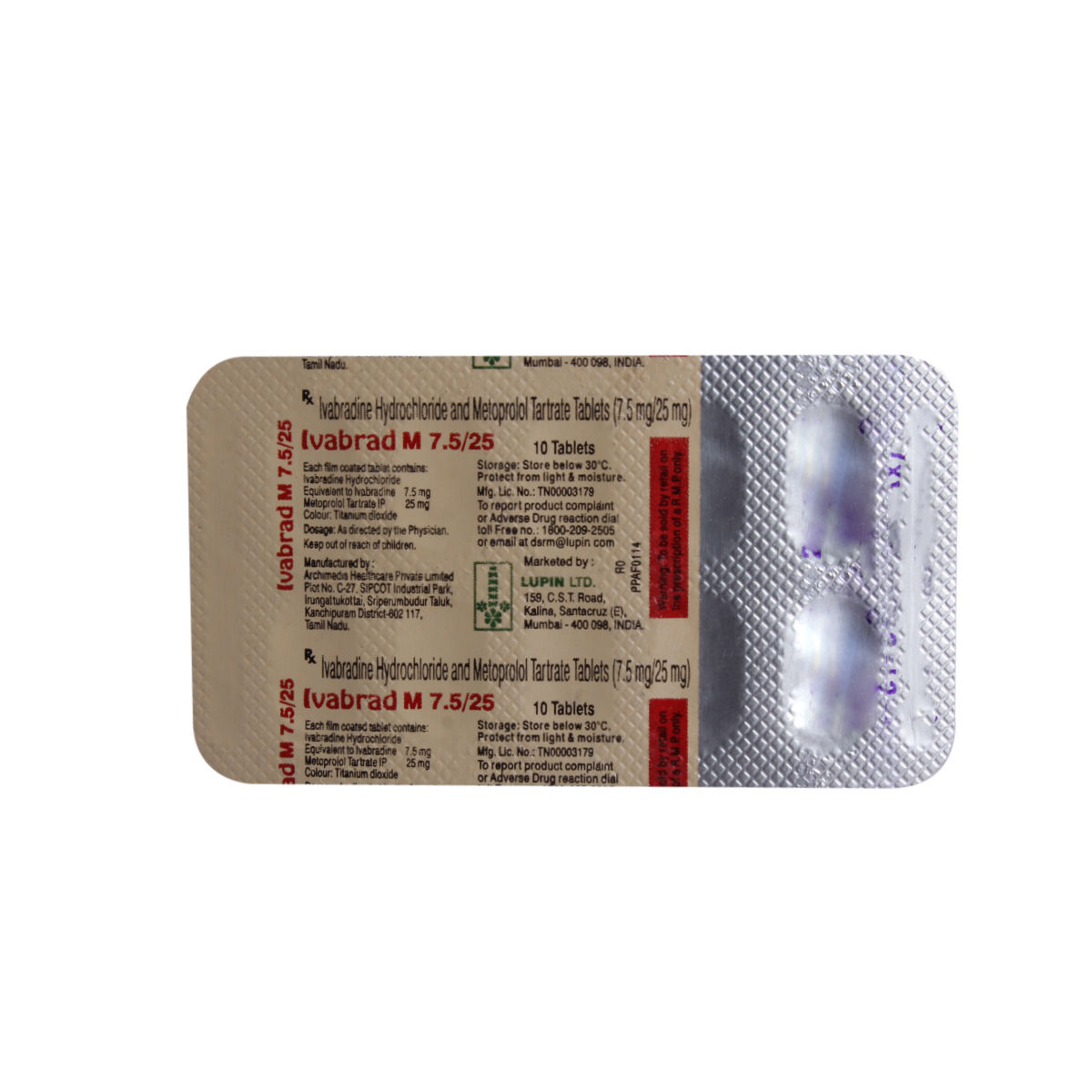 Ivabrad M 7.5/25 Tablet 10's Price, Uses, Side Effects, Composition ...