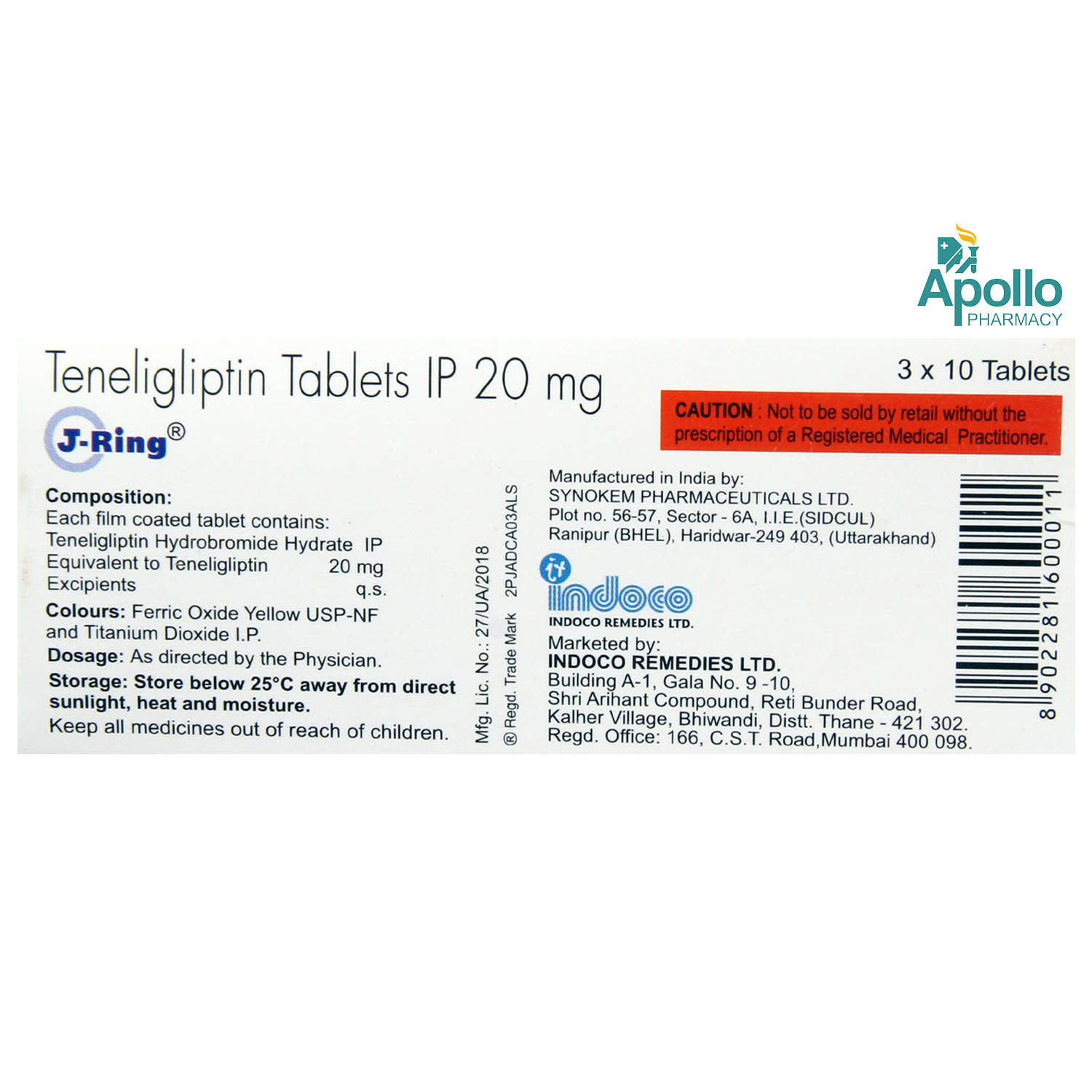 J RING TABLET 10'S Price, Uses, Side Effects, Composition - Apollo Pharmacy