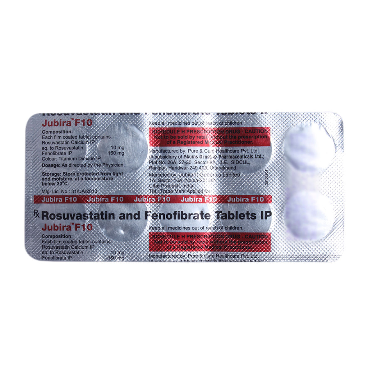 Jubira F 10 Tablet | Uses, Side Effects, Price | Apollo Pharmacy