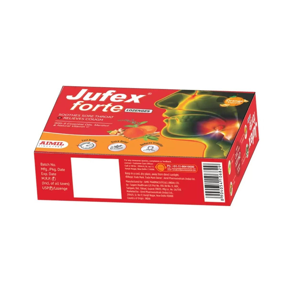 Buy Aimil Jufex Forte Orange Flavour, 12 Lozenges | 19 Minutes Delivery ...