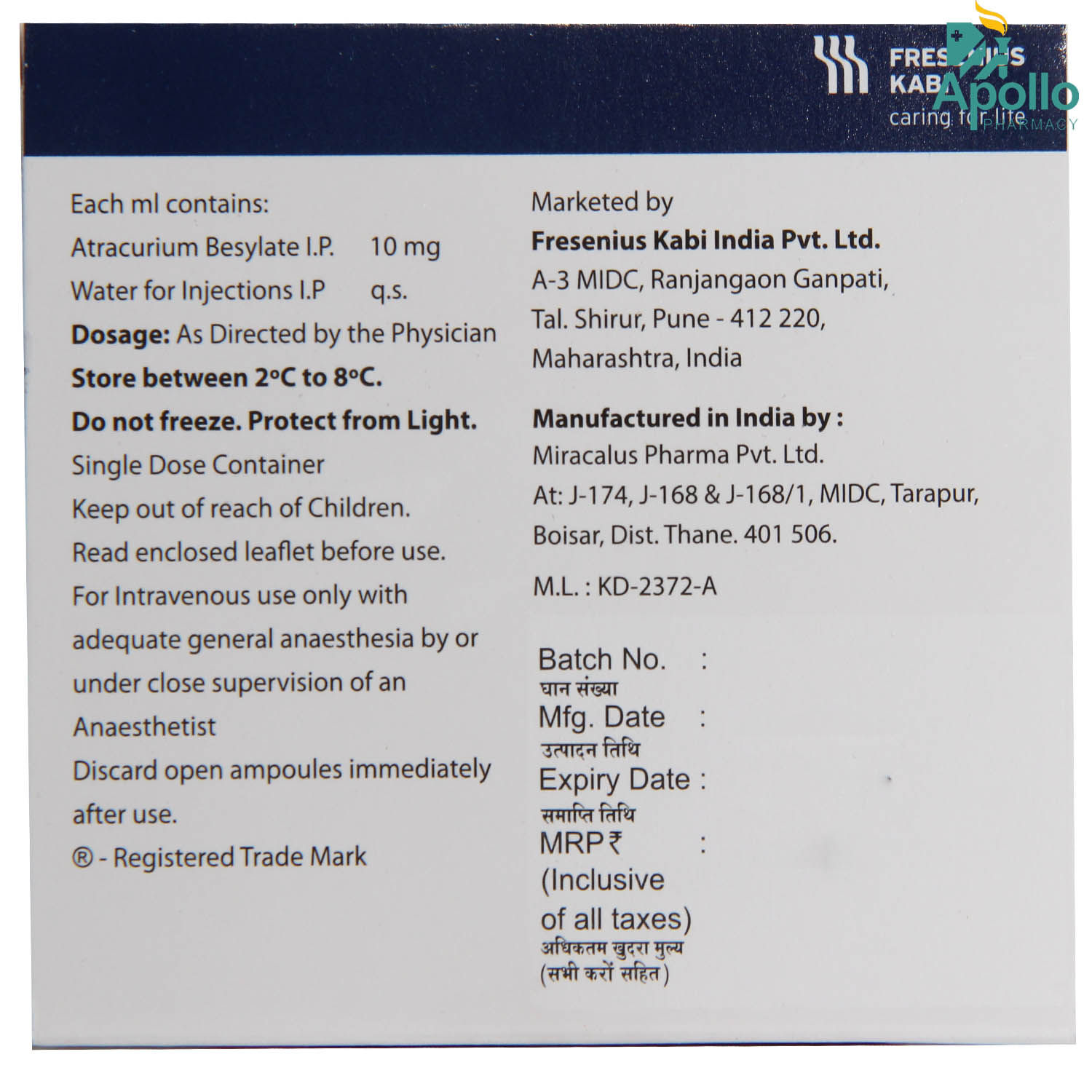 KABITRAN INJECTION 2.5ML Price, Uses, Side Effects, Composition ...