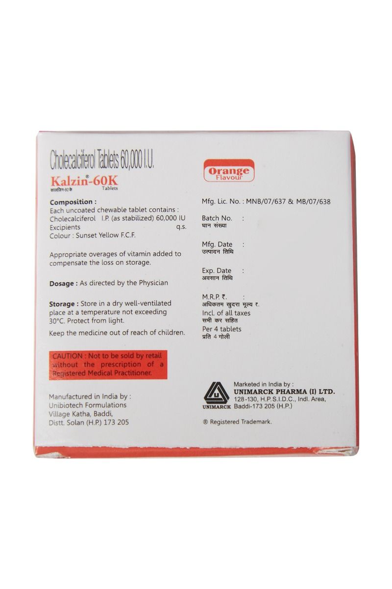 Kalzin 60K Tablet 4's Price, Uses, Side Effects, Composition - Apollo ...