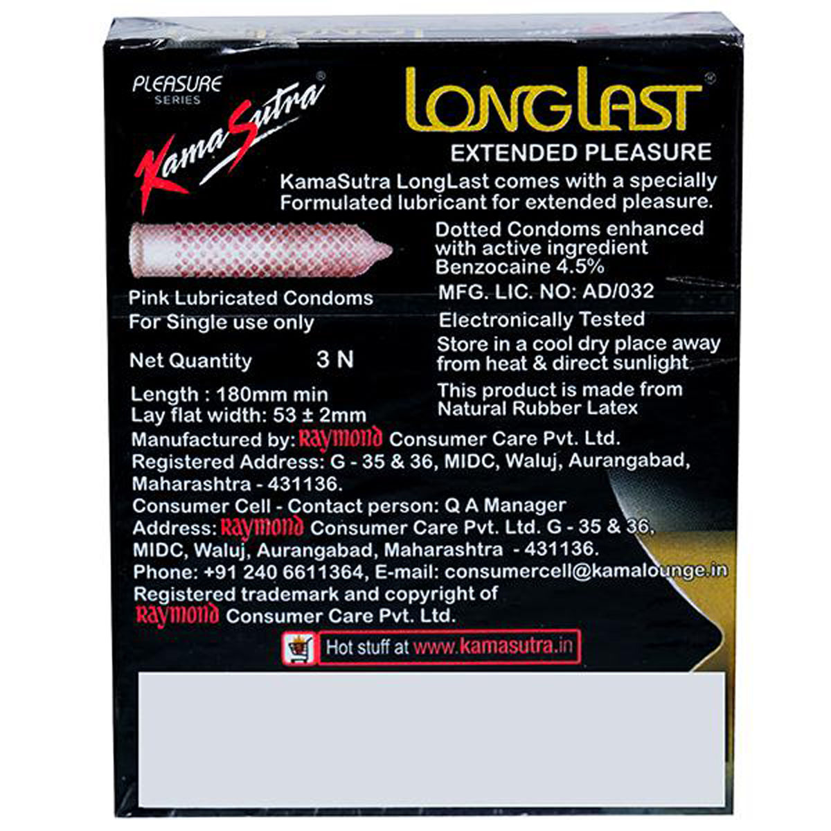 Kamasutra Longlast Condoms, 3 Count Price, Uses, Side Effects ...