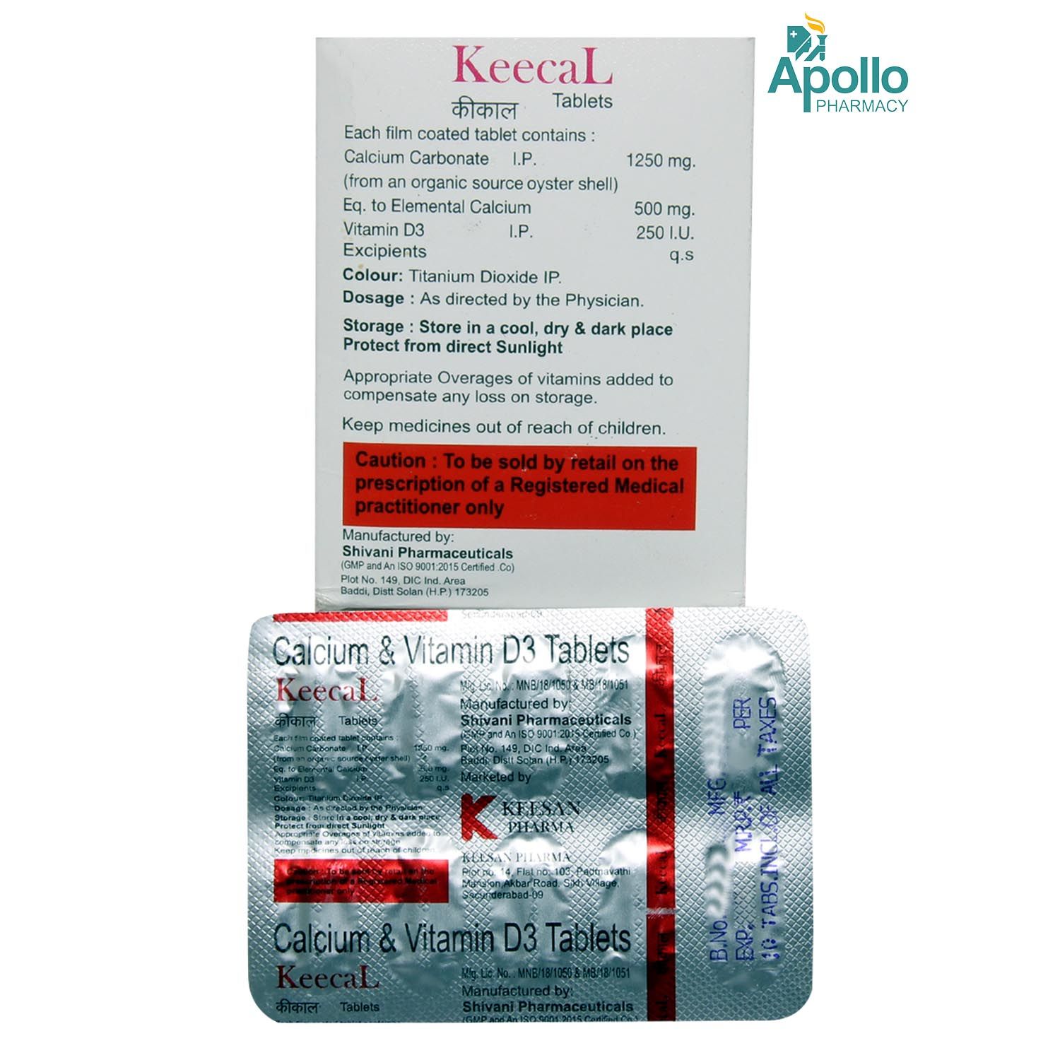 KEECAL TABLET 10'S Price, Uses, Side Effects, Composition - Apollo Pharmacy