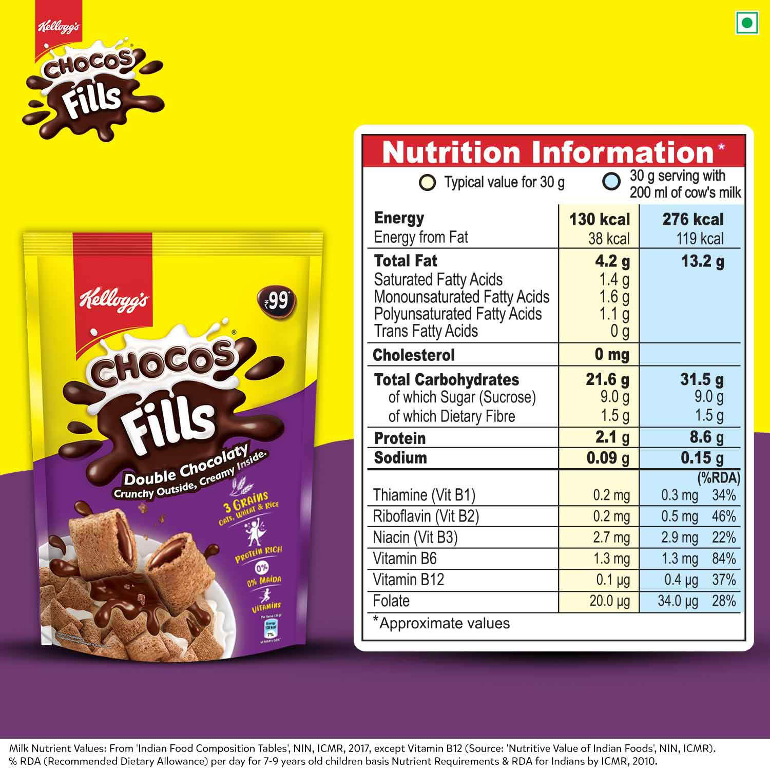 Kellogg's Double Chocolaty Choco Fills, 175 gm Price, Uses, Side ...