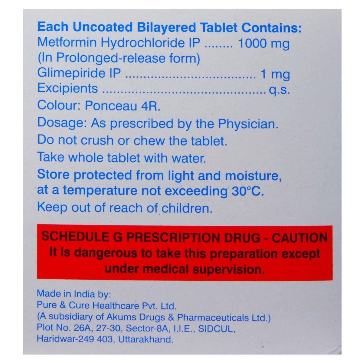 K-Glim-M Forte 1 mg Tablet | Uses, Side Effects, Price | Apollo Pharmacy