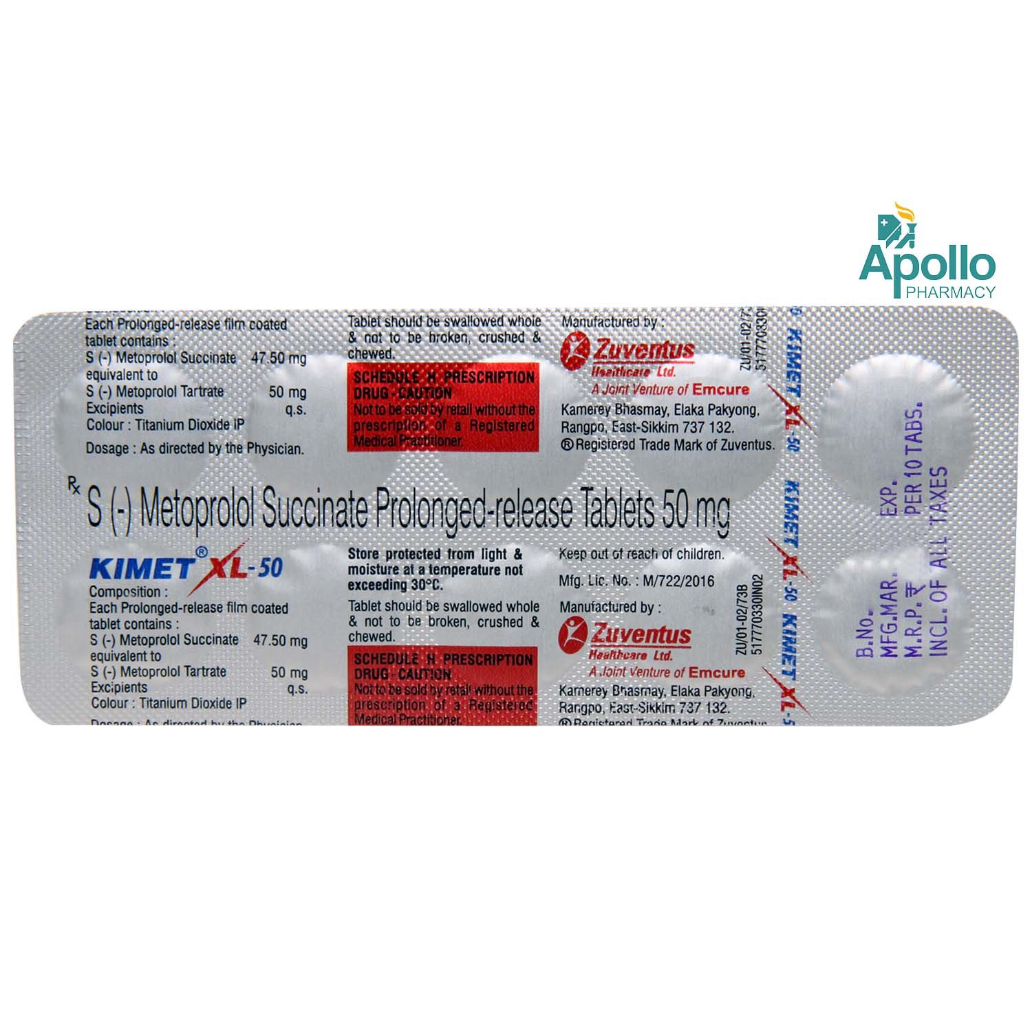 Kimet XL-50 Tablet 10's Price, Uses, Side Effects, Composition - Apollo ...