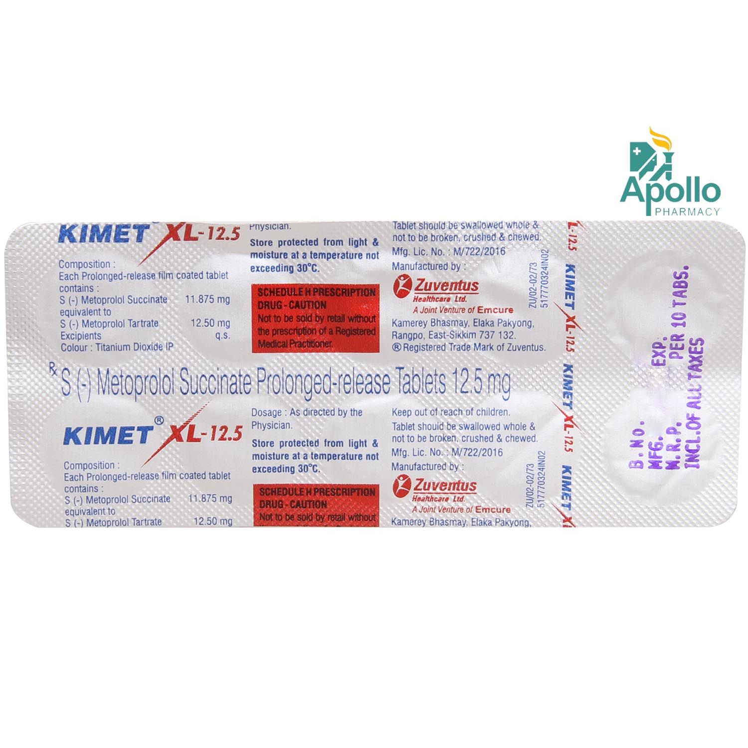Kimet XL-12.5 Tablet 10's Price, Uses, Side Effects, Composition ...