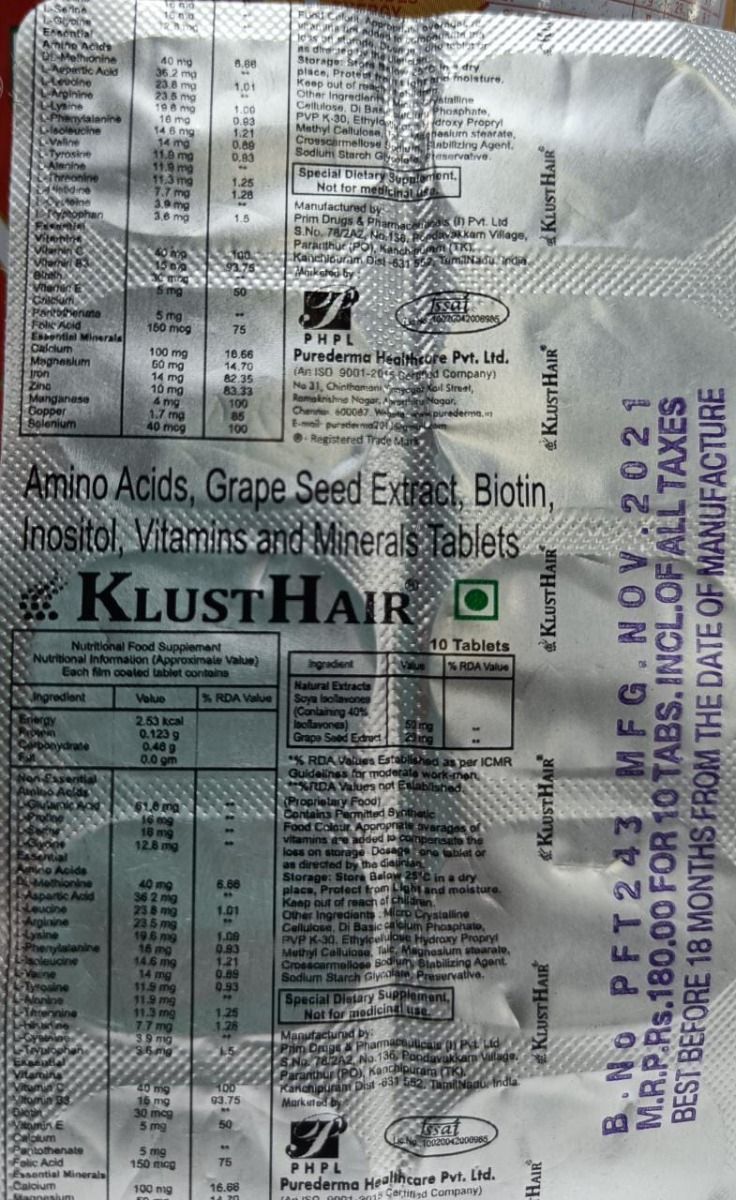 KlustHair Tablet | Uses, Side Effects, Price | Apollo Pharmacy