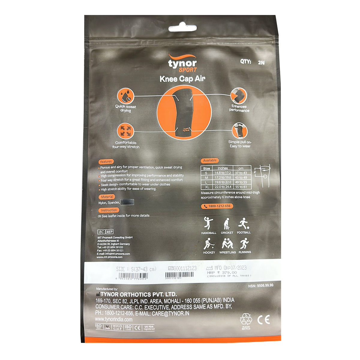 Tynor Knee Cap Air Neo Orange Small, 1 Pair Price, Uses, Side Effects ...