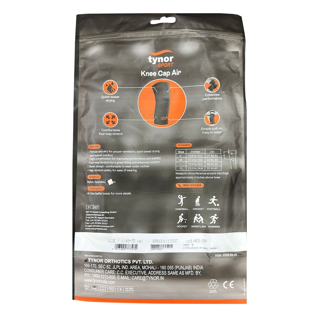 Tynor Knee Cap Air Neo Orange Large, 1 Pair Price, Uses, Side Effects ...