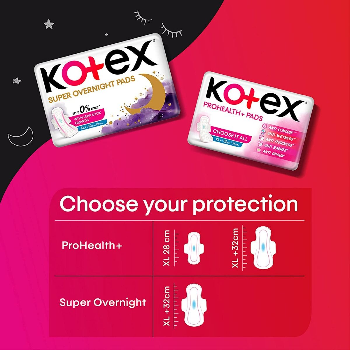 Kotex Super Overnight Sanitary Pads XL+, 14 Count Price, Uses, Side ...