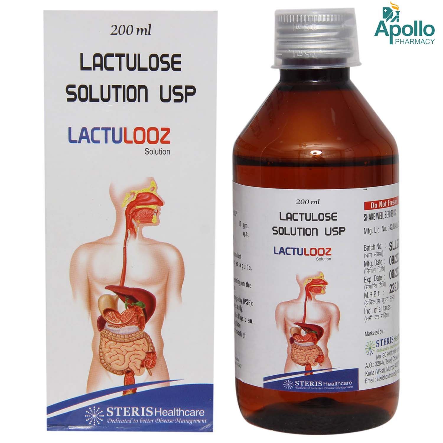 Lactulooz Solution 200 ml Price, Uses, Side Effects, Composition ...