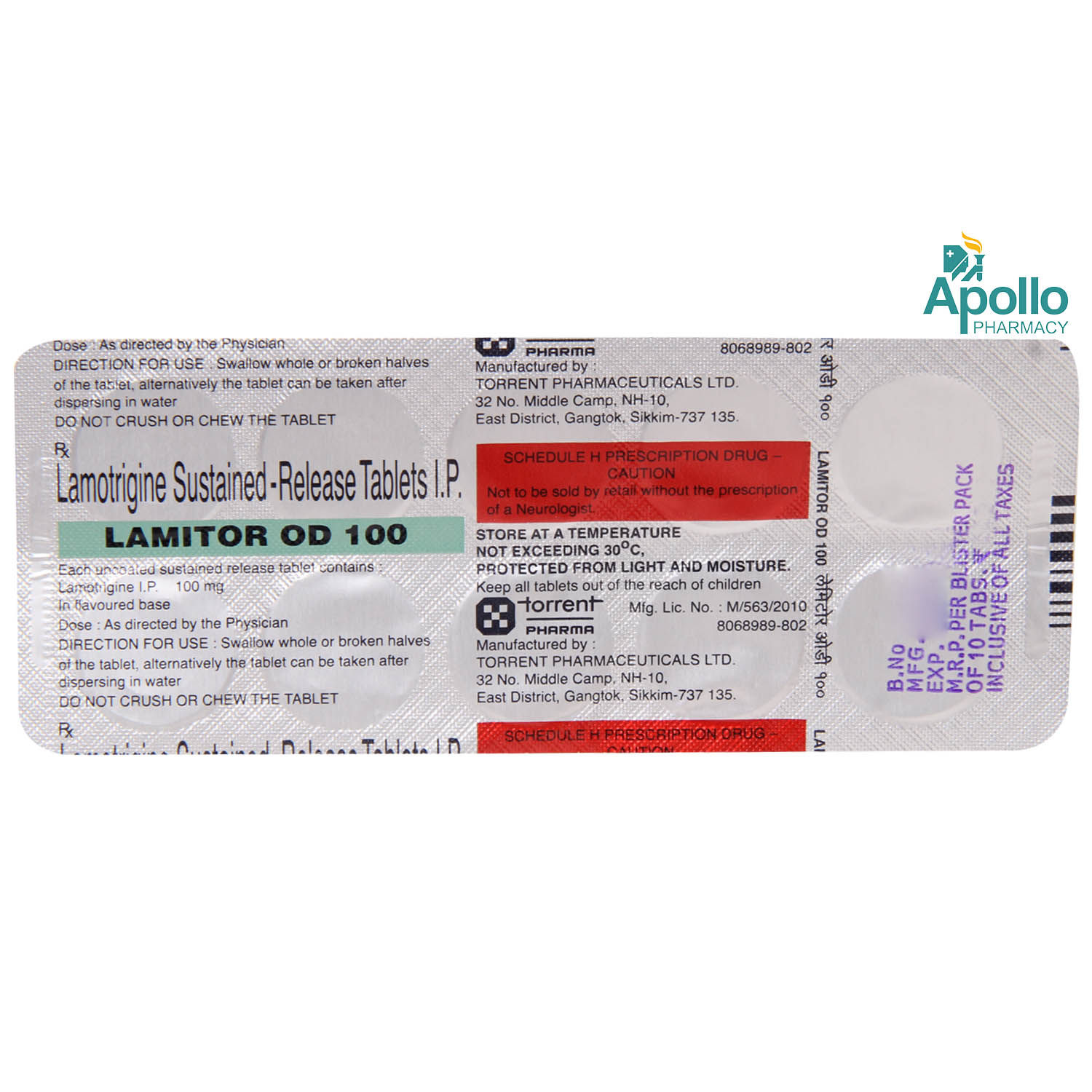 Lamitor OD 100 Tablet 10's Price, Uses, Side Effects, Composition ...