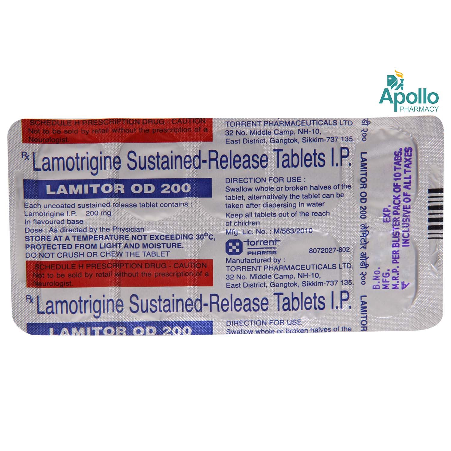Lamitor OD 200 Tablet 10's Price, Uses, Side Effects, Composition ...