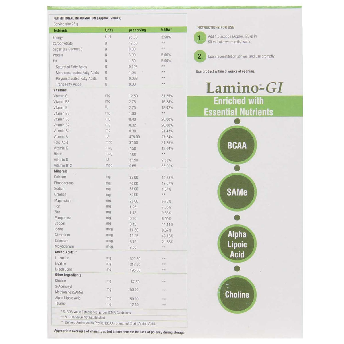 Lamino-GI Cherry Flavour Powder 200 gm Price, Uses, Side Effects ...