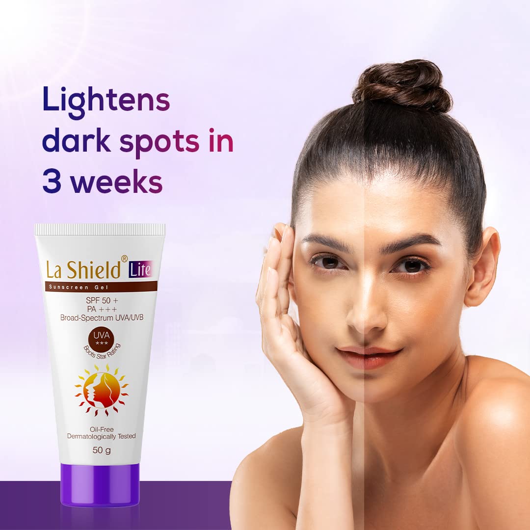 Buy LA Shield Lite SPF 50+ PA+++ Sunscreen Gel, 50 gm | 19 Minutes ...