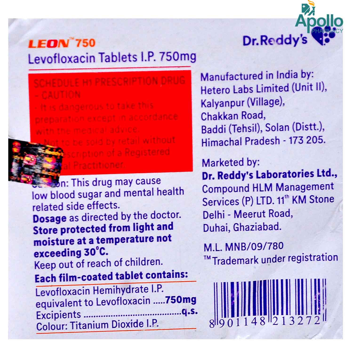 Leon 750 mg Tablet 5's Price, Uses, Side Effects, Composition - Apollo ...