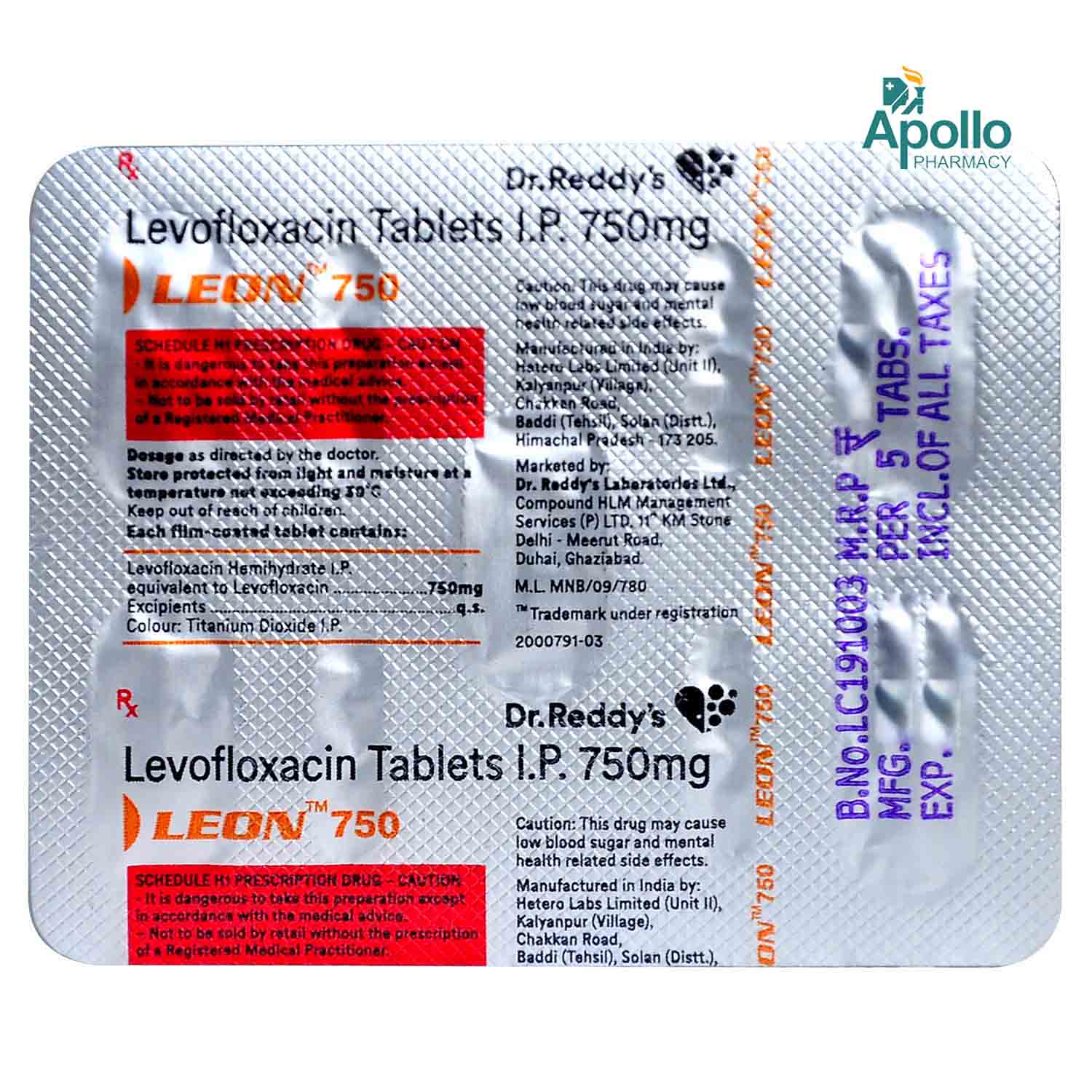Leon 750 mg Tablet 5's Price, Uses, Side Effects, Composition - Apollo ...
