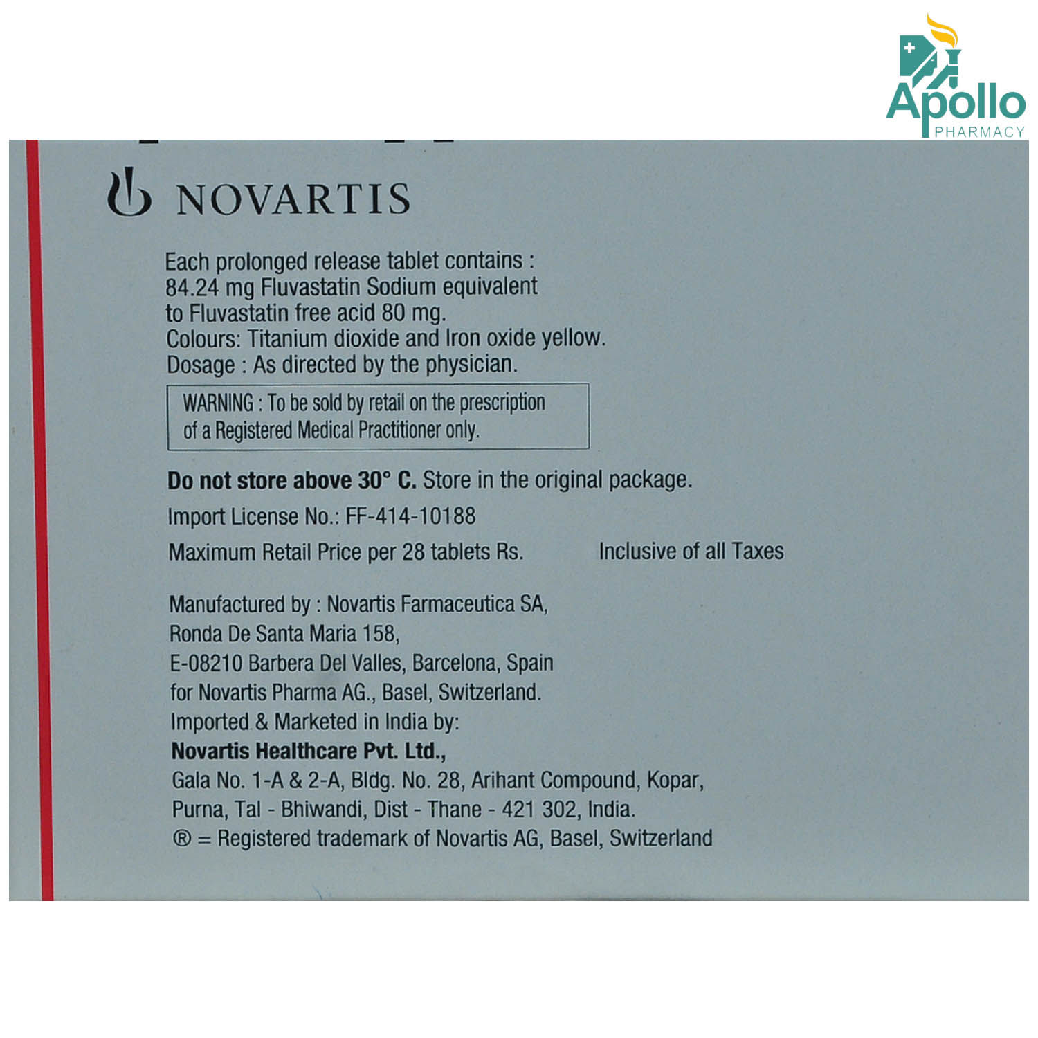 Lescol XL 80 Tablet 14's Price, Uses, Side Effects, Composition ...