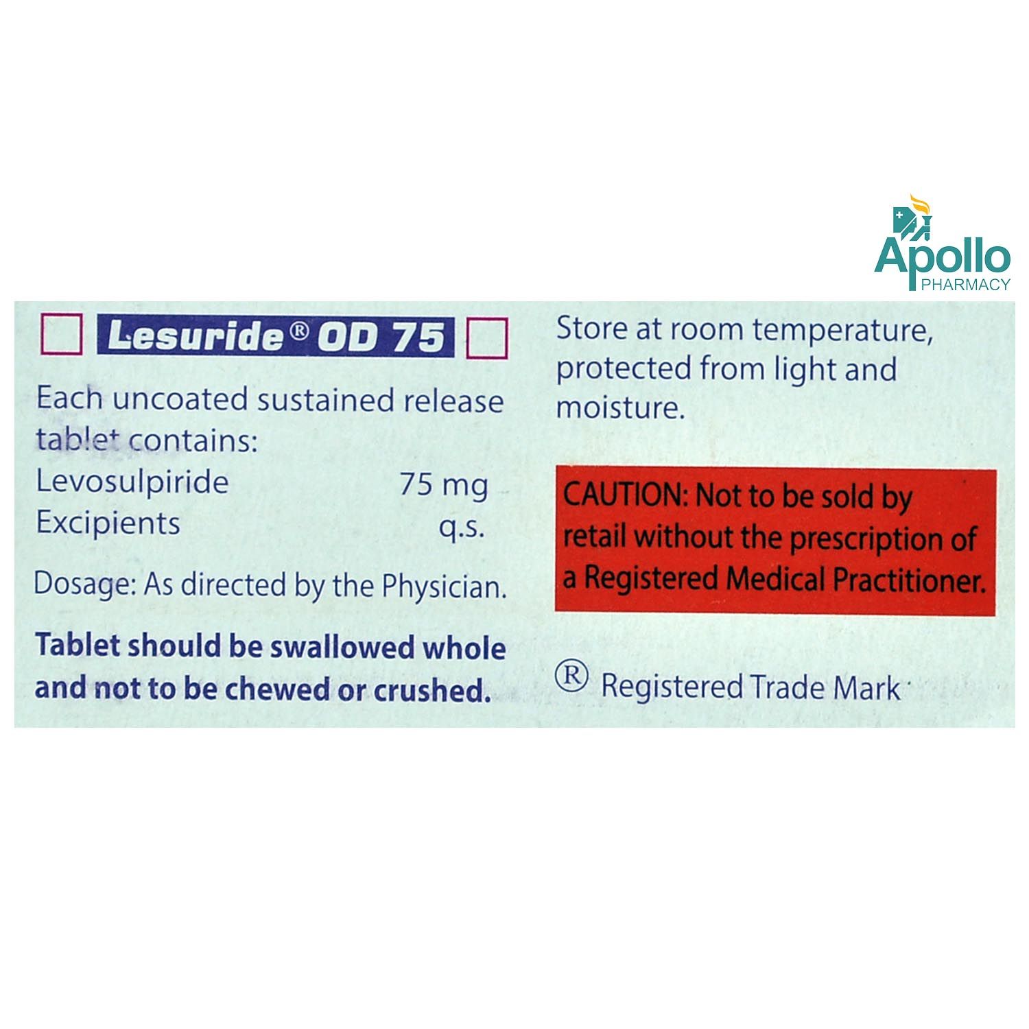 Lesuride OD 75 Tablet 10's Price, Uses, Side Effects, Composition ...
