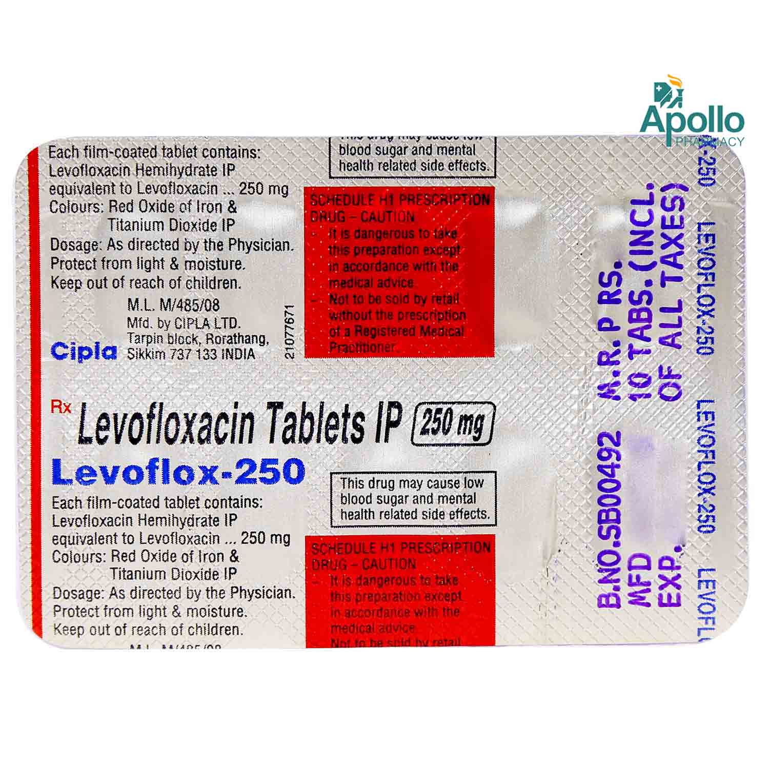 Levoflox 250 Tablet 10's Price, Uses, Side Effects, Composition ...